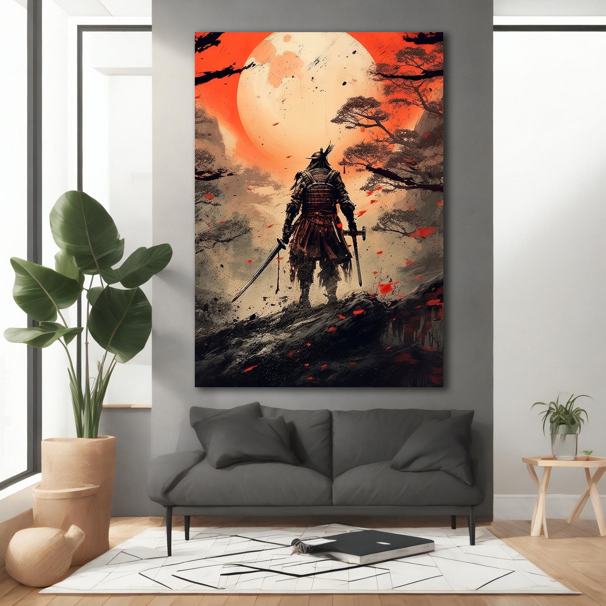 Samurai Canvas Painting,japanese Art,modern Decor Ideas for Home and ...