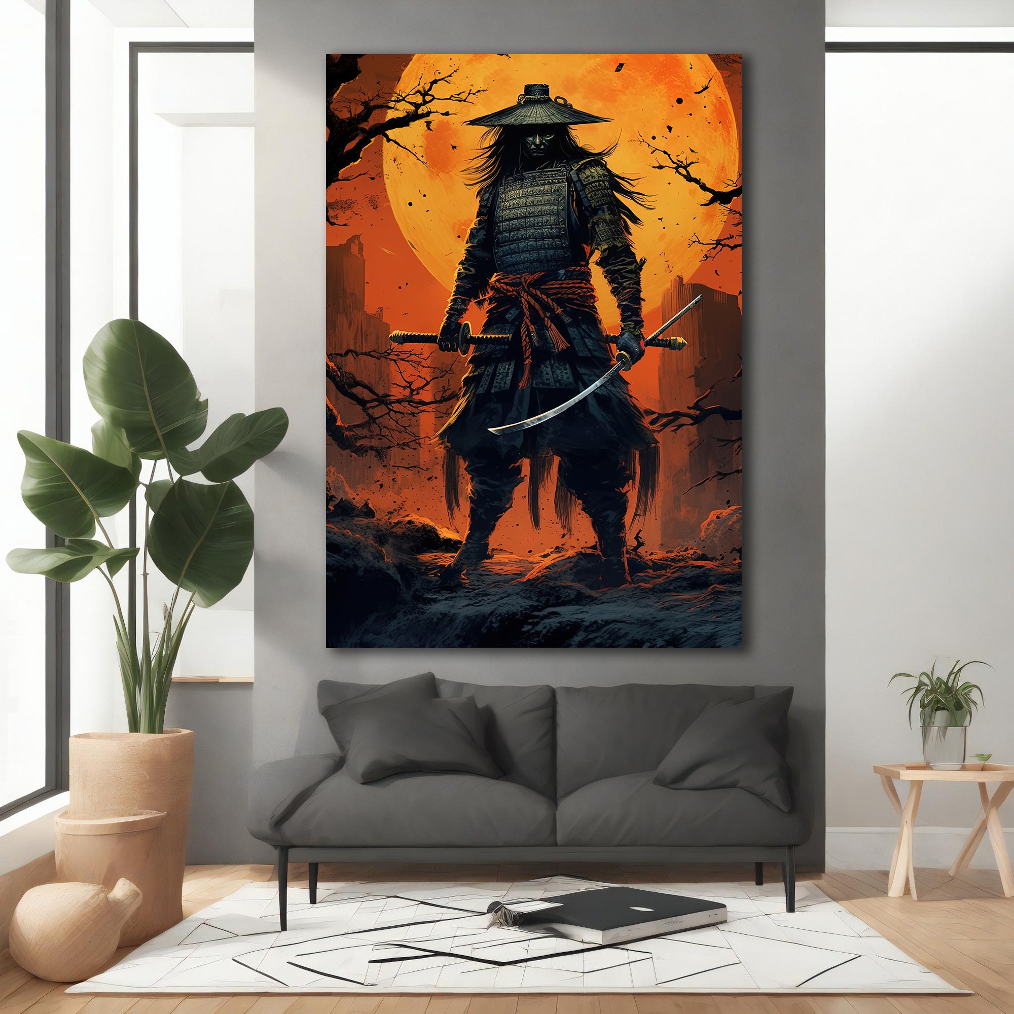 Samurai Canvas Painting,japanese Art,modern Decor Ideas for Home and ...