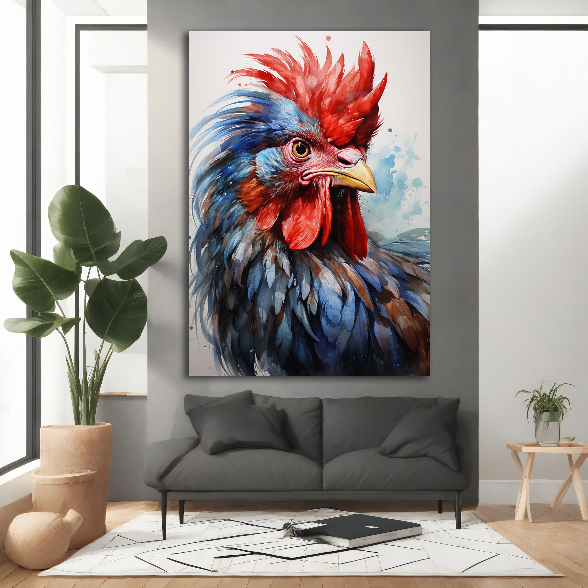 Rooster Canvas Painting, Chicken, Bird, Animal Decor, Modern Decor ...
