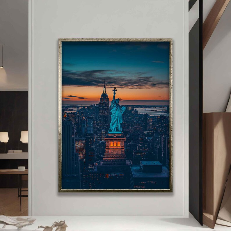 Statue of Liberty Canvas, USA Monument Under the Evening Sun, Statue of ...