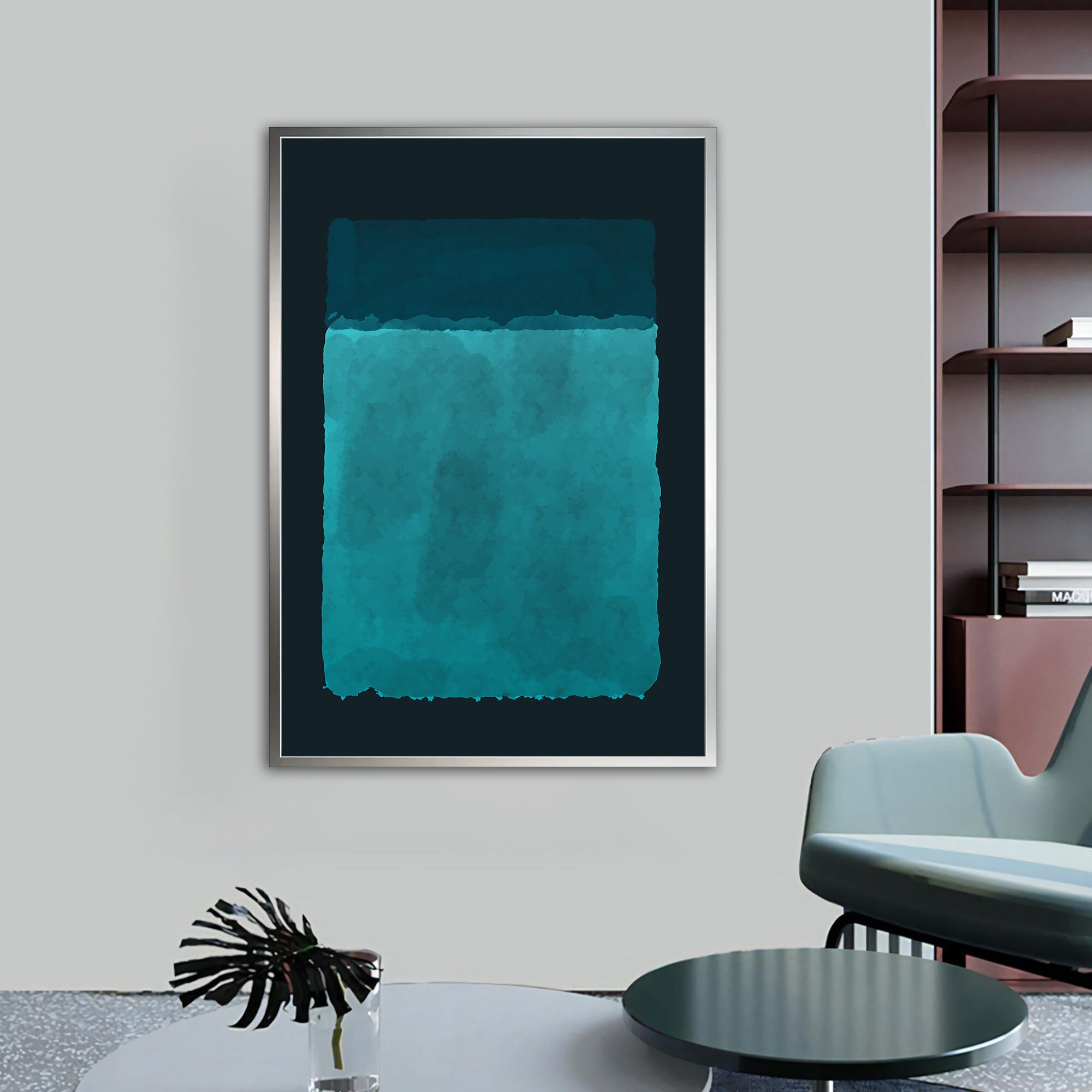 Mark Rothko Dark Green-turquoise Abstract Canvas, Colorful Mixed Canvas ...