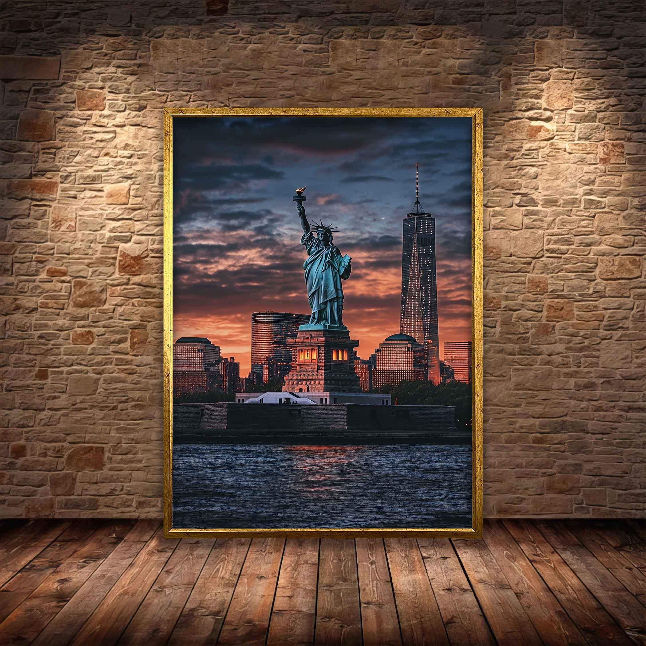 Statue of Liberty Canvas, USA Monument Under the Evening Sun, Statue of ...