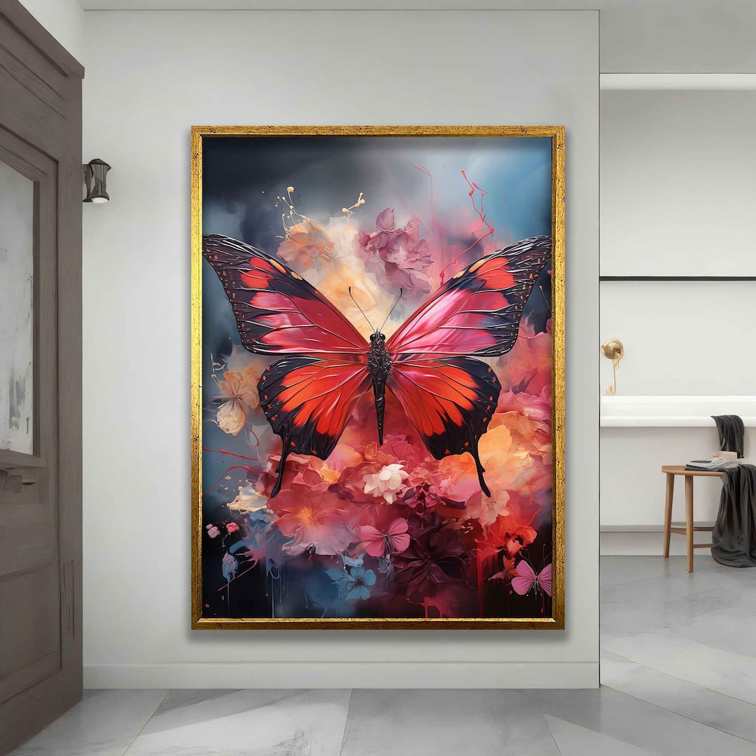 Pink Butterfly Wall Art, Butterfly Art, Butterfly Canvas Print ...
