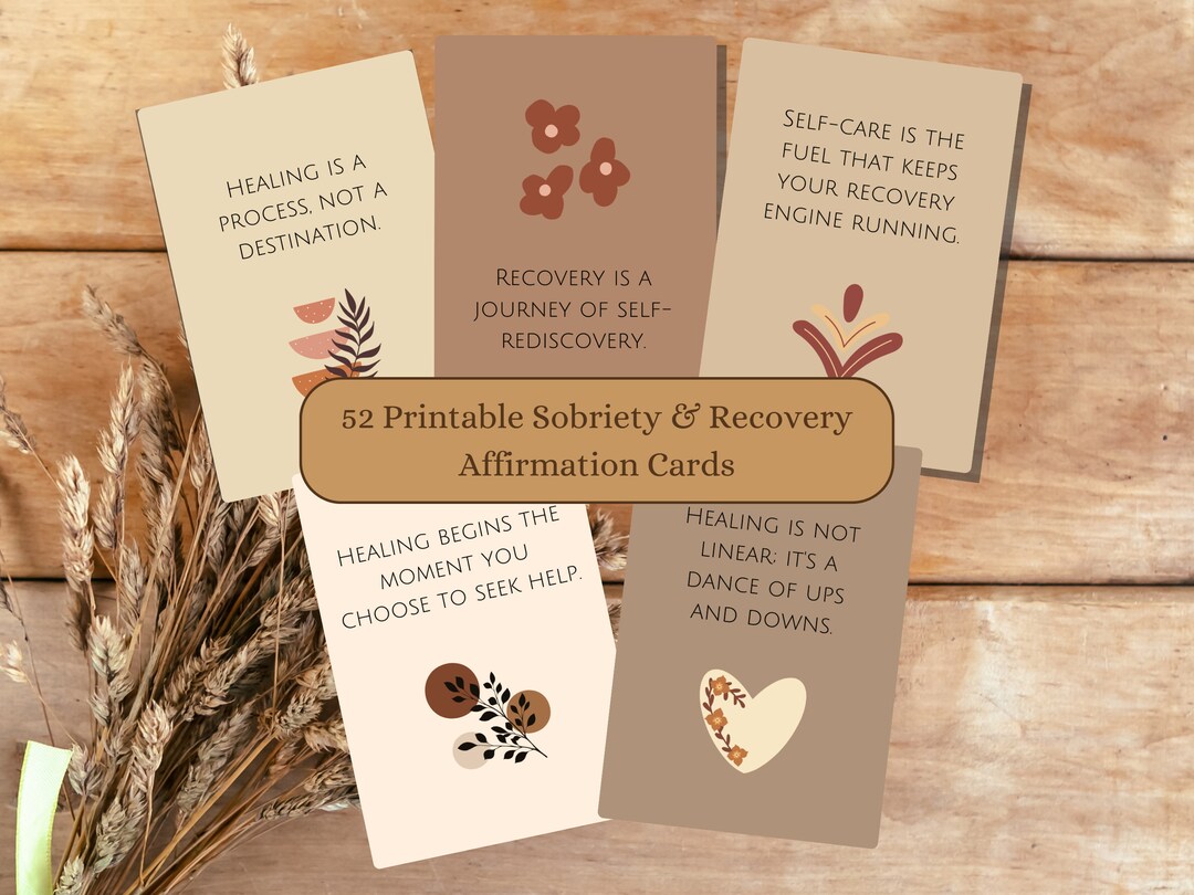 Sobriety Recovery Affirmation Cards Printable Boho - Etsy