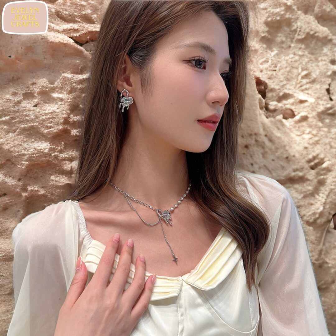 Y2K Crystal 925 Sterling Silver Trendy Unique Layered Chain - Etsy