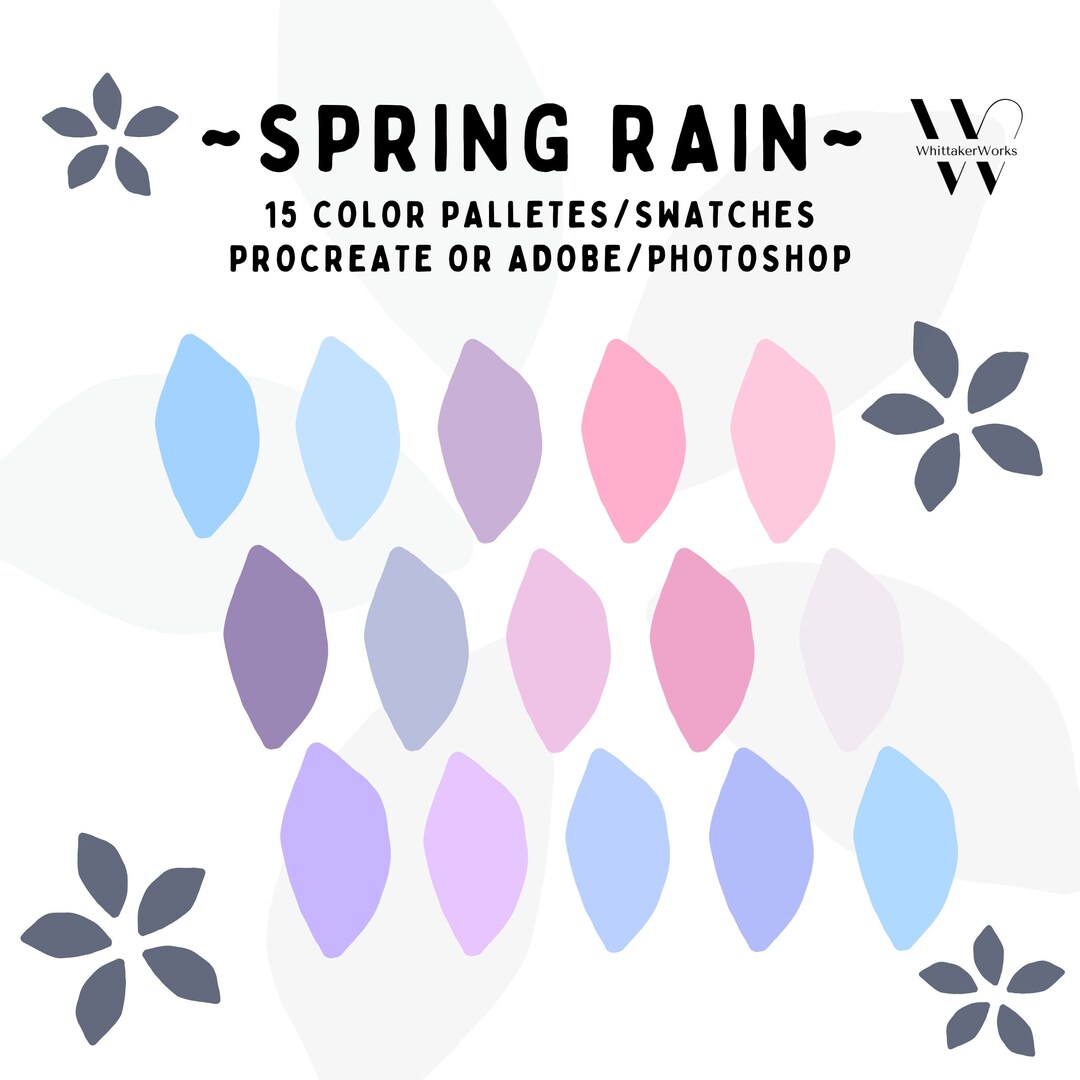 Spring Rain: Color Palette and Swatch for Procreate and Adobe Photoshop ...