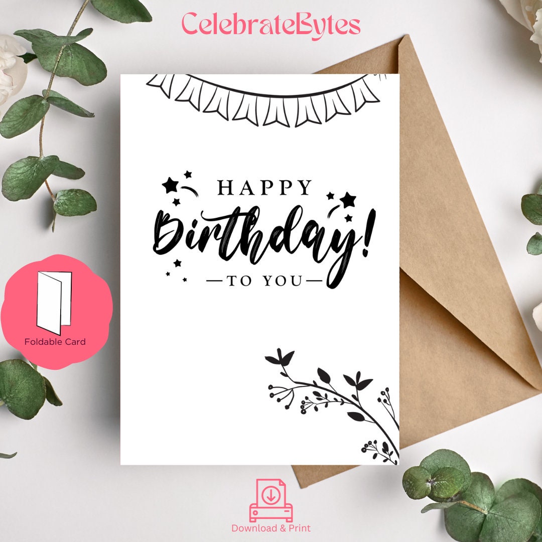 Printable Minimal Birthday Card Digital Download Minimal - Etsy