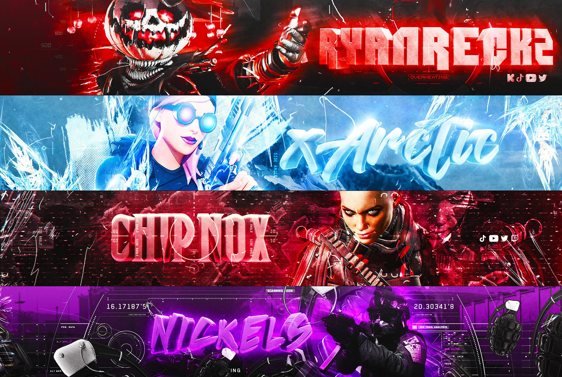 Custom 3D Gaming Banner and Logo - Twitter, Youtube, Discord and Twitch ...