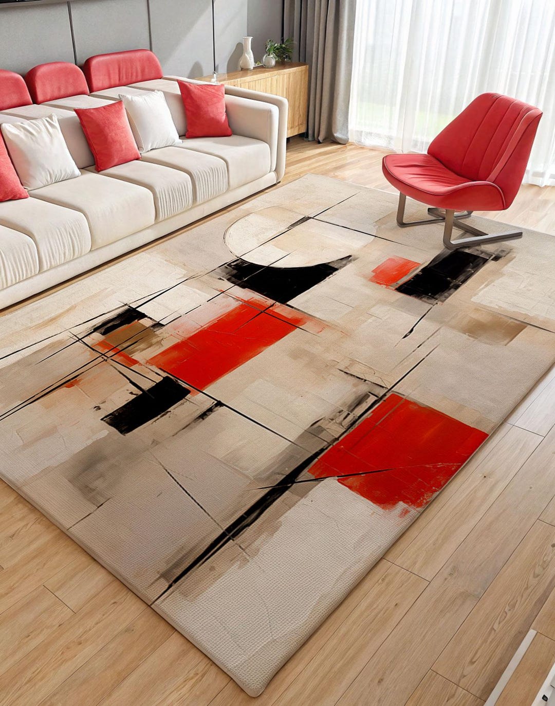 Abstract Art Rug: Oil Painted Modern Art Bohemian Colorful Area Carpet ...