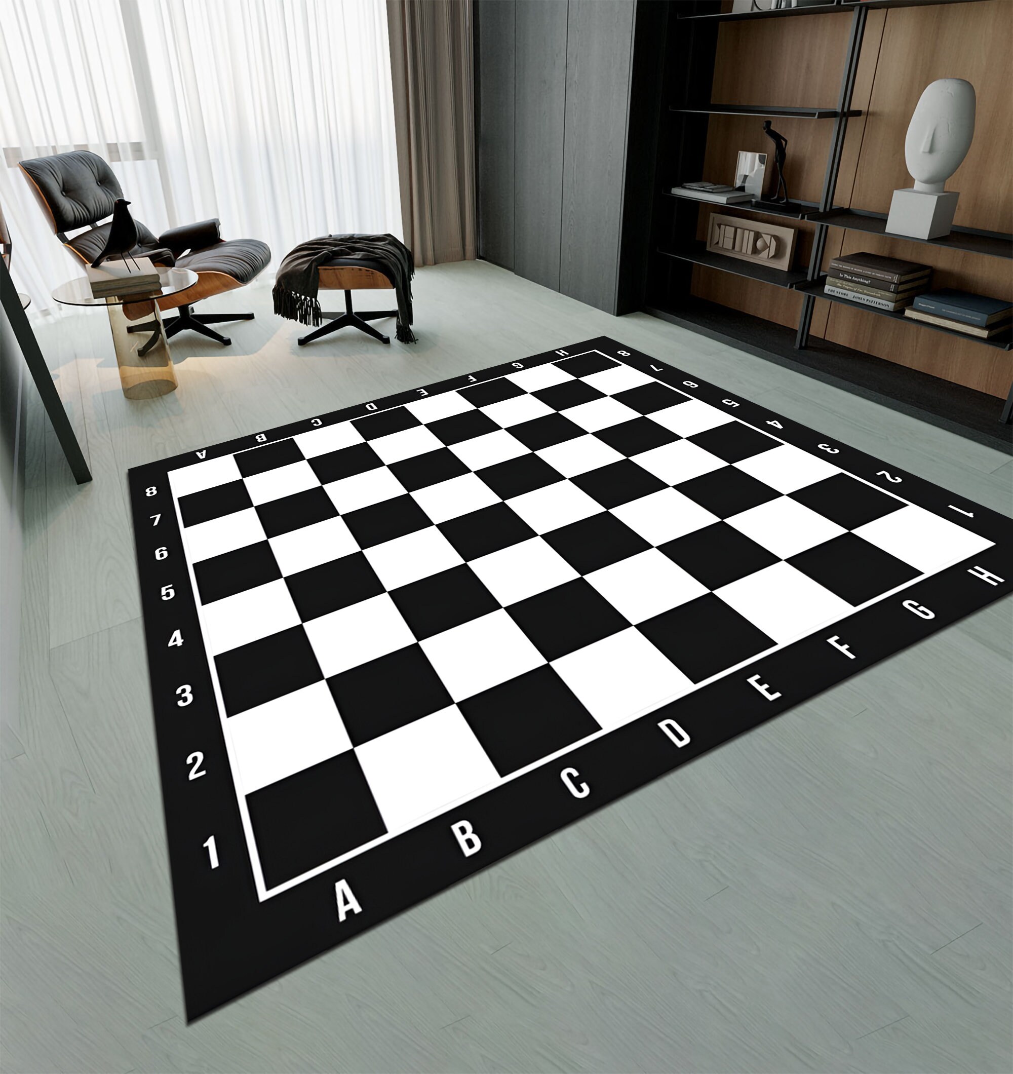 Chess Set, Chess Set Rug, Game Room Rug, Home Decor, Gift for Chess ...