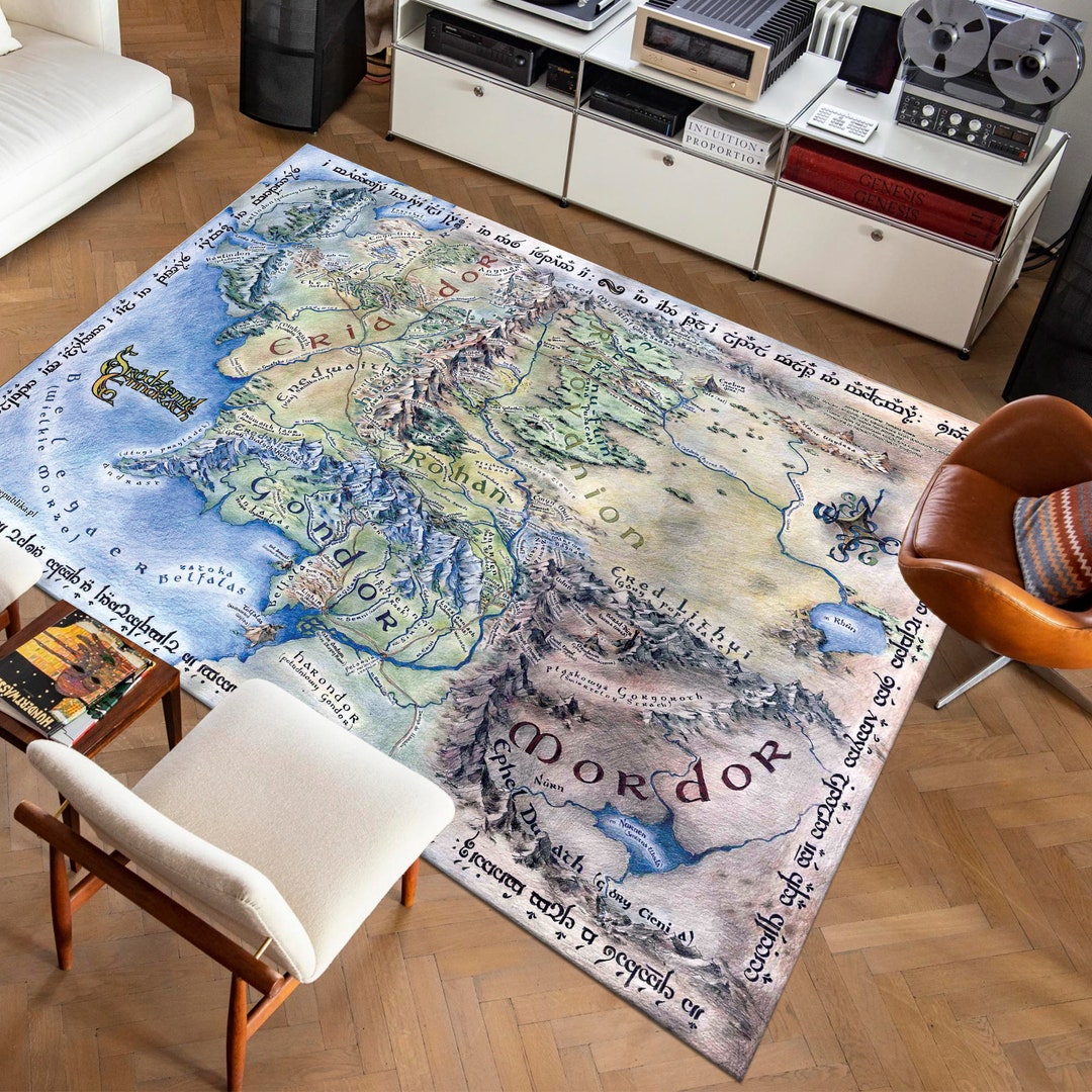 Lord of Rings Rug, Hobbit Rug, Map Rug, Modern Rug, Map Rug, Entry Rug ...
