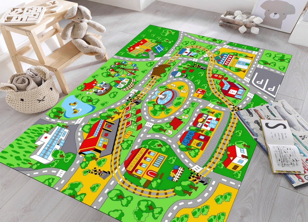 City Map Rugplayroom Rugchildren Room Ruggift for Childrenkids Room ...