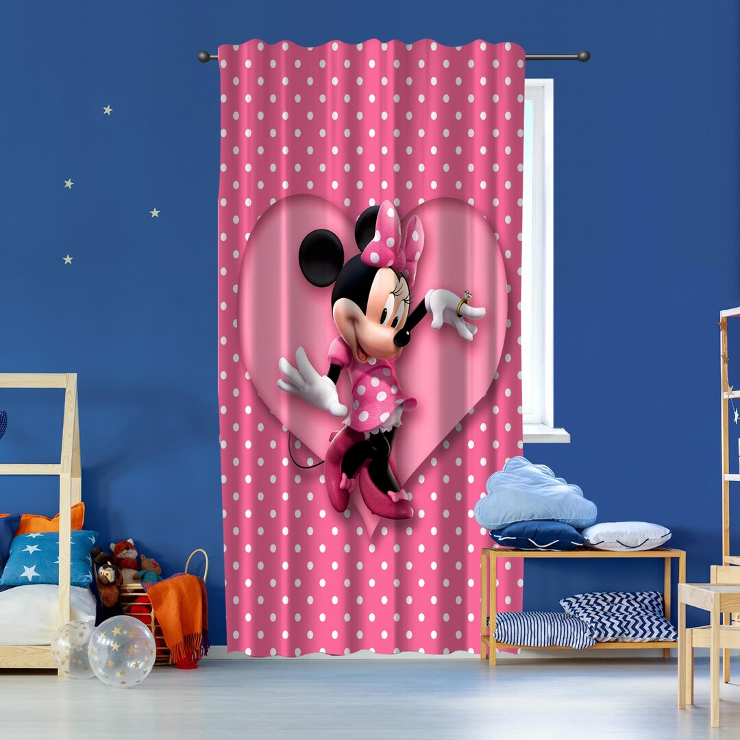 Minnie Mouse Themed Girl Room Curtain : Pink Curtain Decor - Etsy