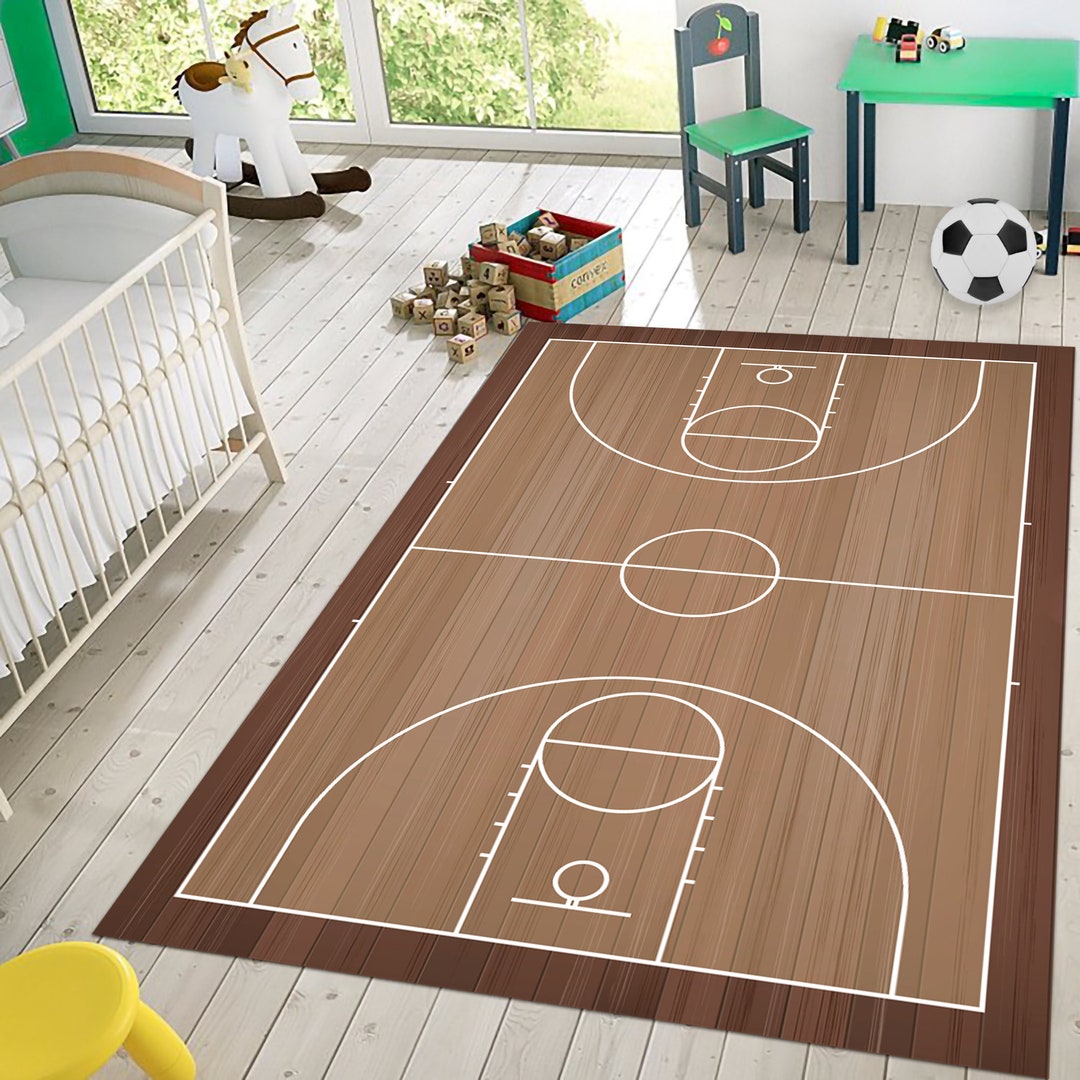Basketball Rug, Basketball Court Rug, Boys Room Rug, Home Decor Rug ...