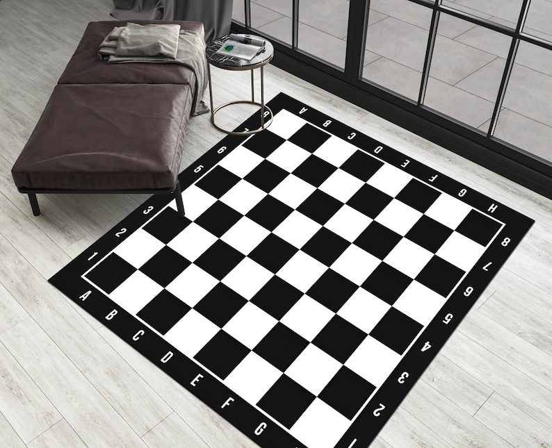 Chess Set, Chess Set Rug, Game Room Rug, Home Decor, Gift for Chess ...