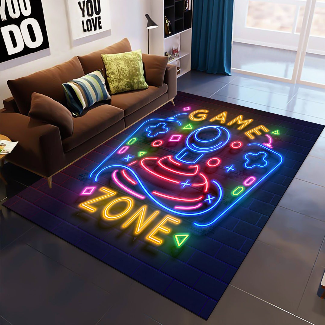Neon Game Zone Rug: Retro Arcade Style - Etsy