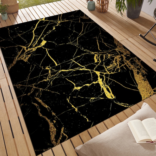 Gold Black Area Rug - Etsy