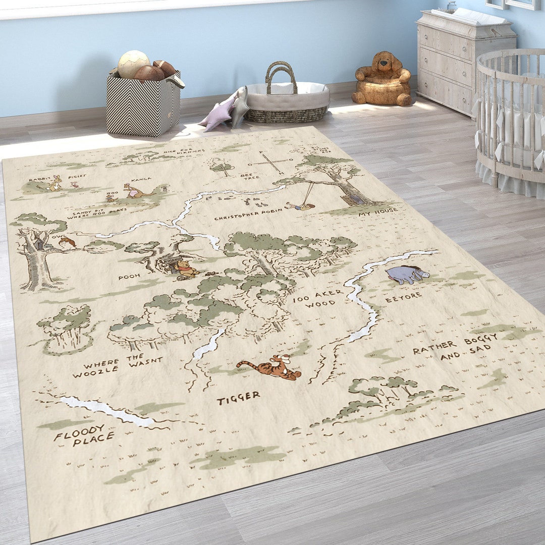 Winnie Map Rug,kids Map Rug,nursery Rug,kids Room Decor,kids Room Rug ...