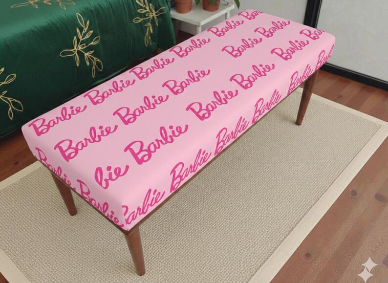 Pink Barbie Character Bench, Teen Girl Room Decor, Bedroom Accent Seat ...