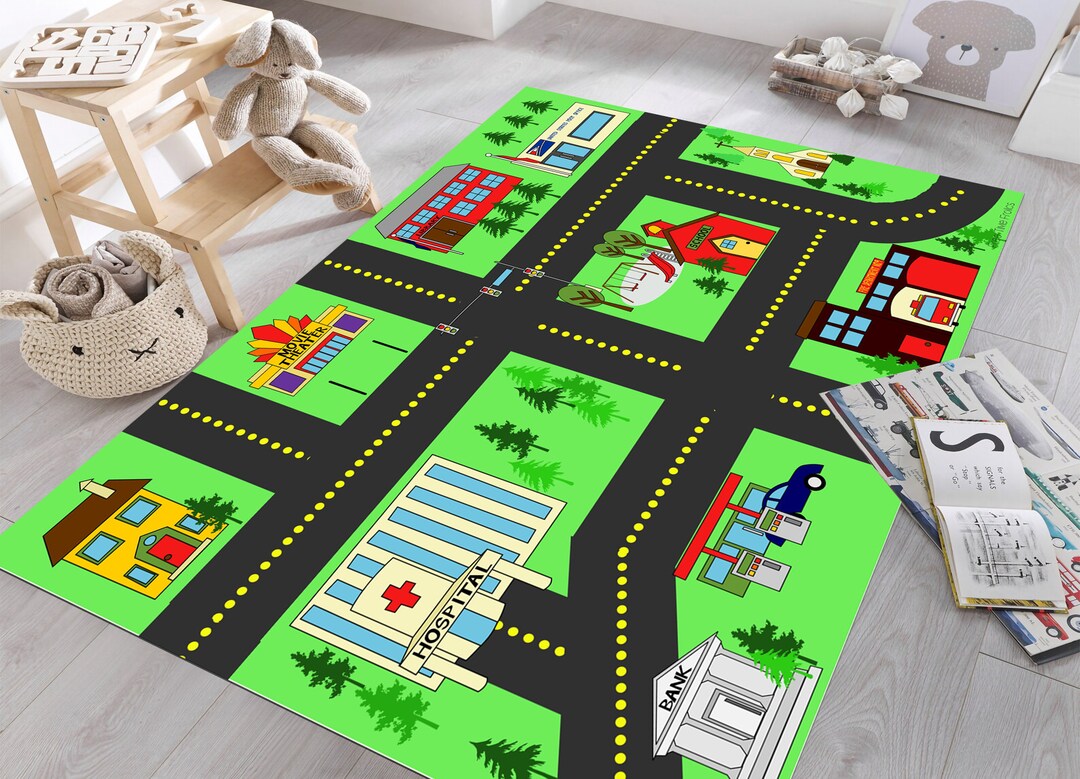 City Map Rugplayroom Rugchildren Room Ruggift for Childrenkids Room ...