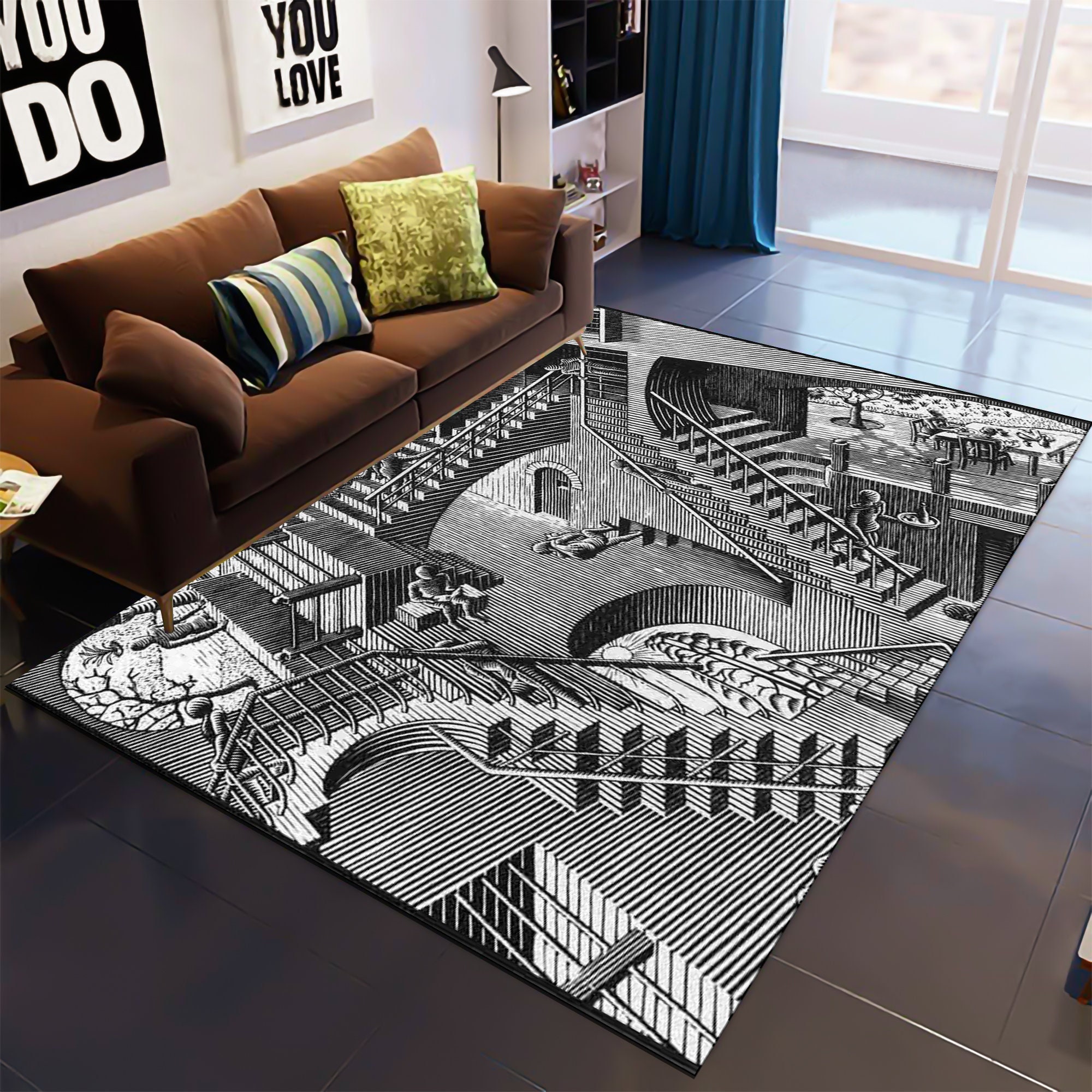Escher Art Rug Art Rugillustration Rugarchitectural - Etsy