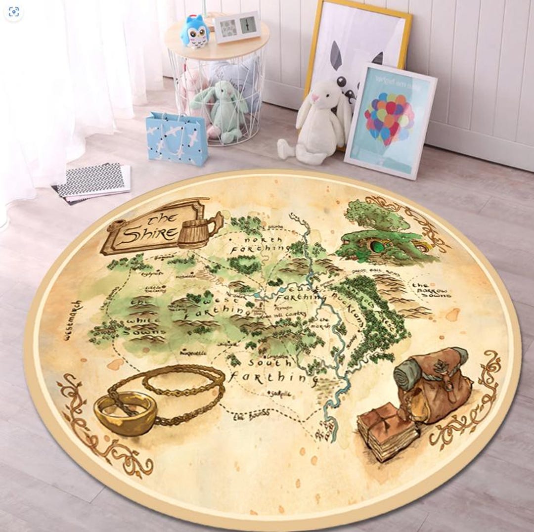 Ring Rug,middle Earth Map,round Map Rug,modern Rug,kidsroom Rug,popular ...