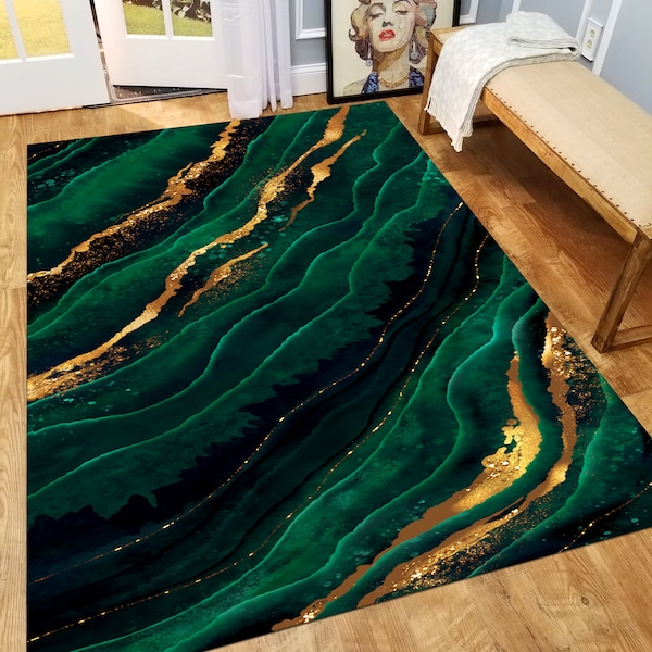 Green and Gold Rug - Etsy