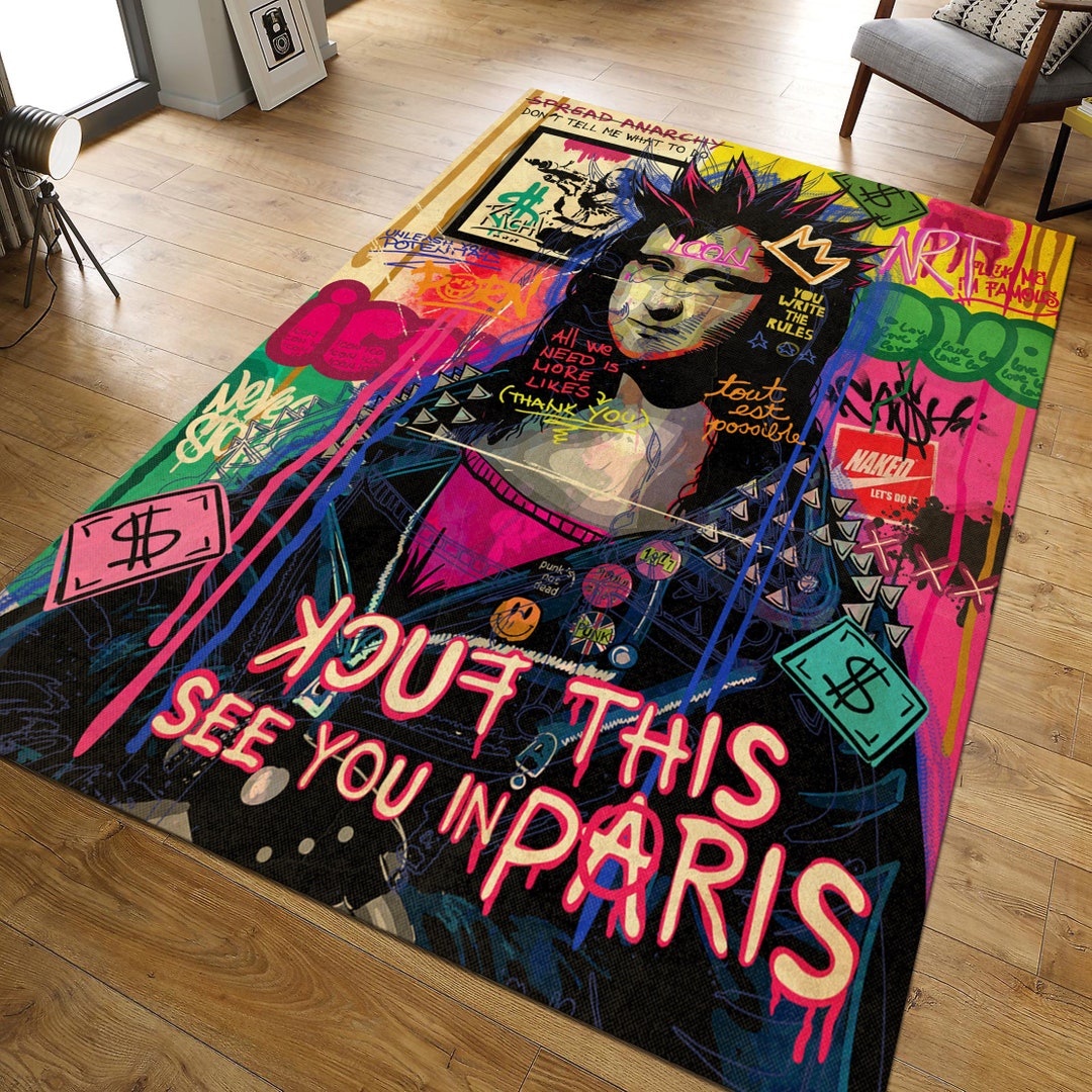 Colorful Rug,mona Lisa Rug, Popart Rug,garffity Rug, Street Art Rug ...