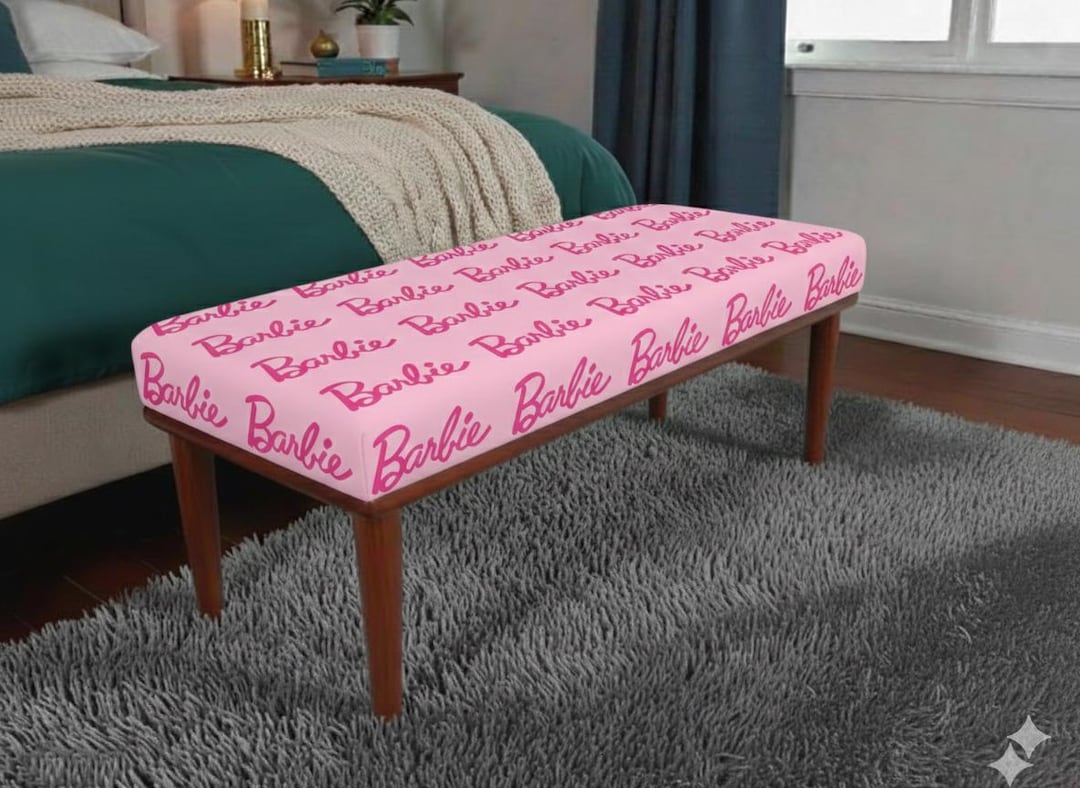 Pink Barbie Character Bench, Teen Girl Room Decor, Bedroom Accent Seat ...