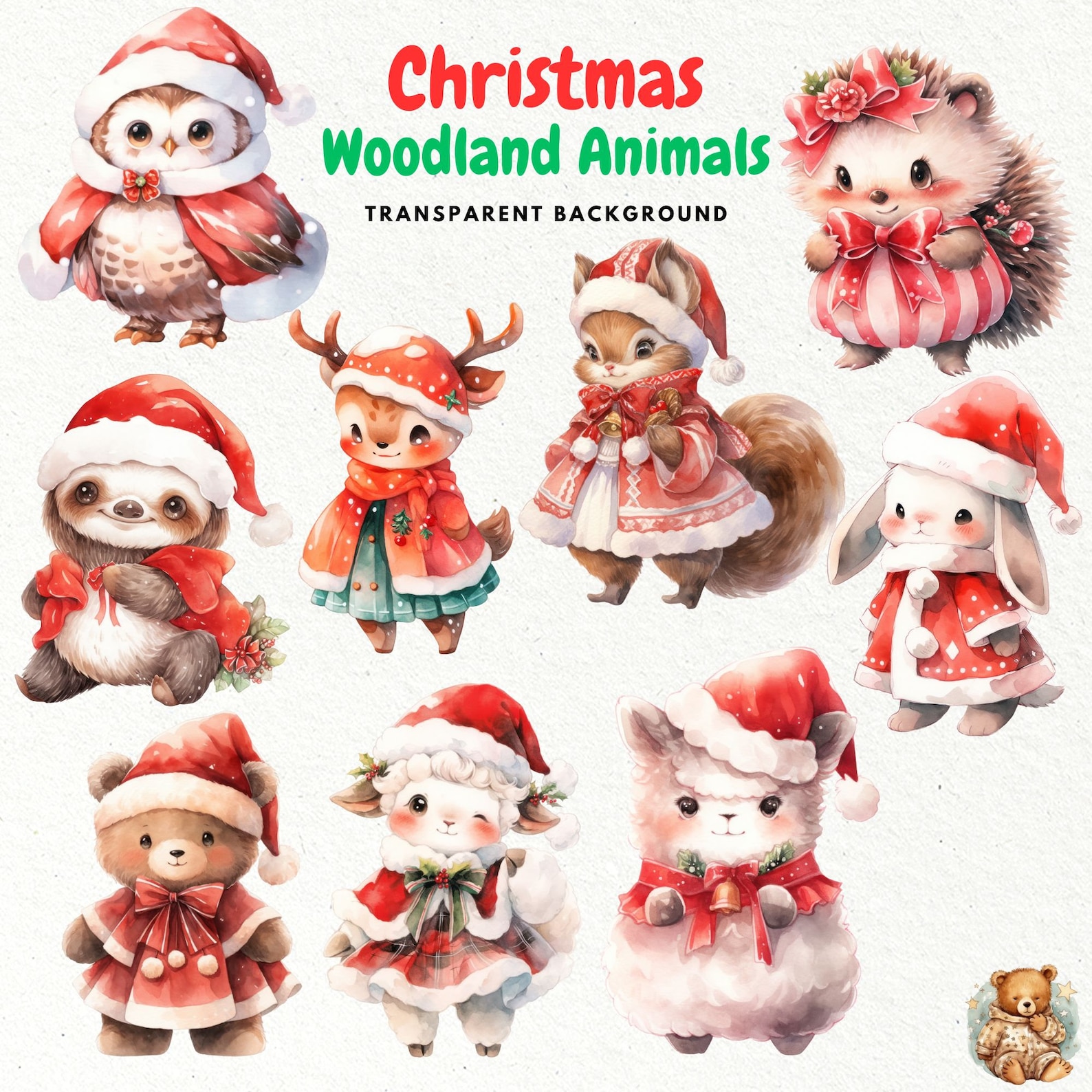 Christmas Woodland Animals Clipart, Woodland Christmas Clipart ...