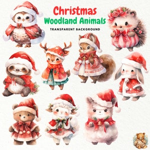 Christmas Woodland Animals Clipart, Woodland Christmas Clipart ...