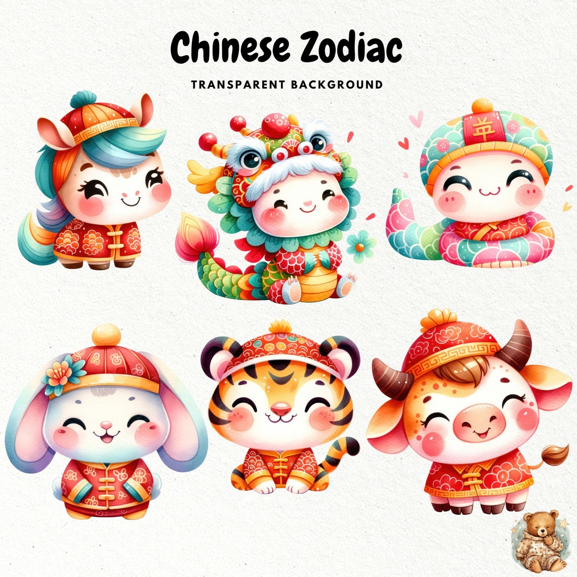 Chinese Zodiac, 12 Chinese Zodiac Clipart, Chinese New Year Clipart ...