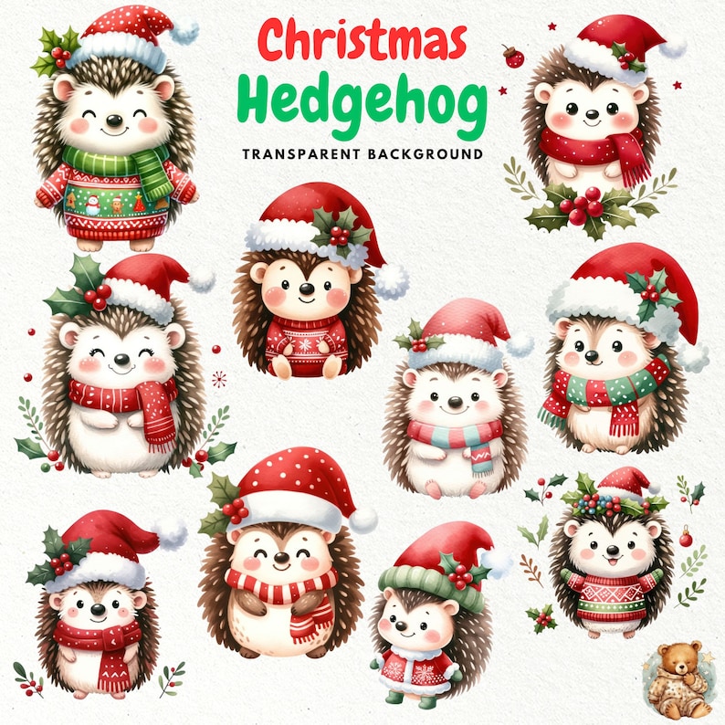 Christmas Hedgehog Clipart, Christmas Hedgehog PNG, Christmas Hedgehog ...