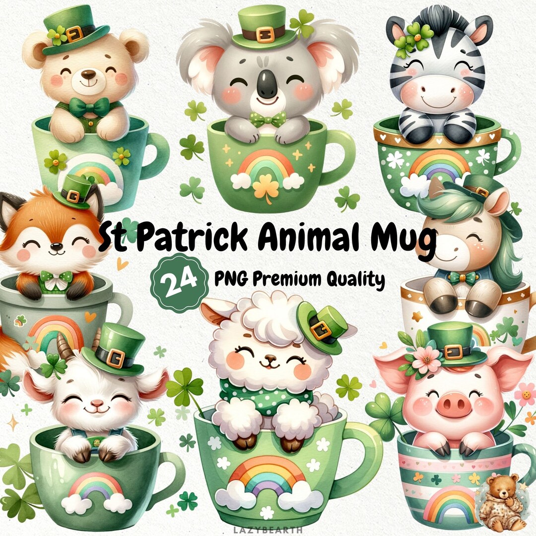 St Patrick Animal Mug, 24 Cute St Patrick Animal PNG Clipart, Cute ...