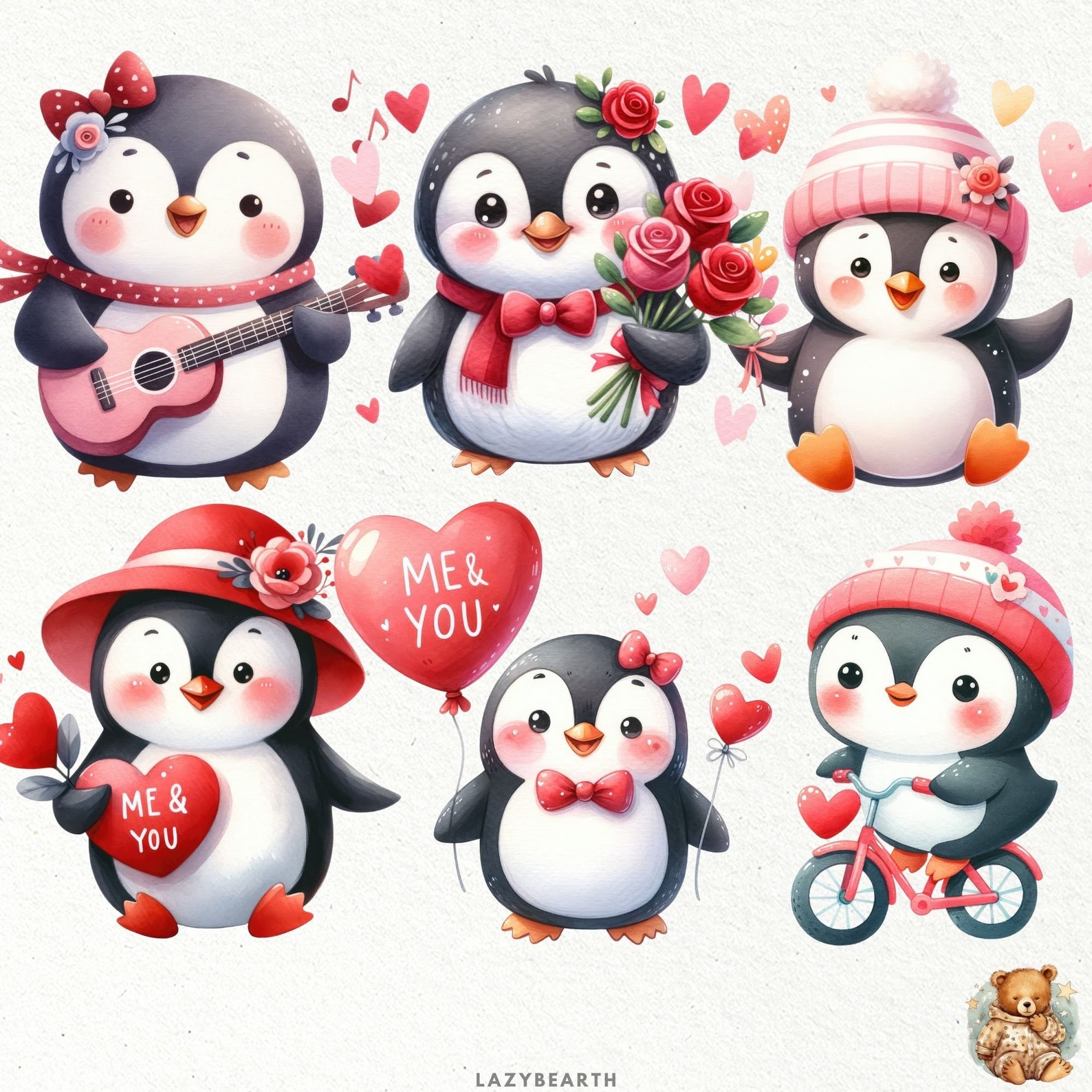 Valentine Penguin, 26 Cute Valentine Penguin PNG Clipart, Valentine ...