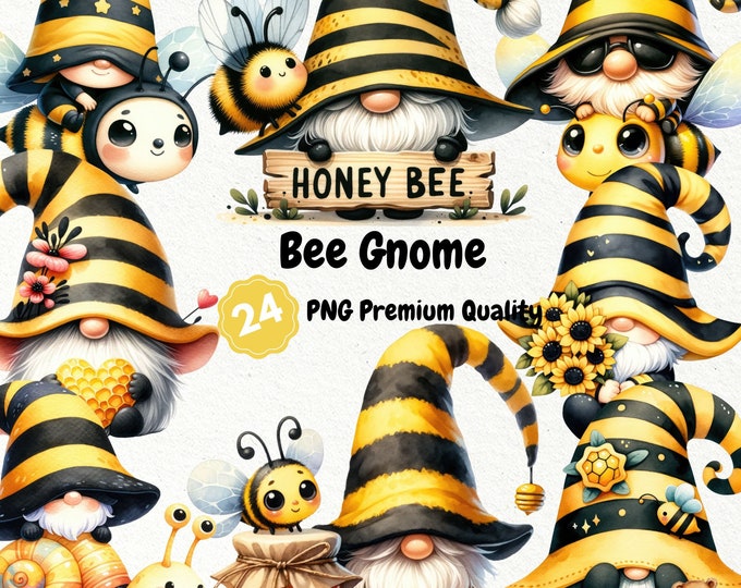 Honey Bee Gnome Clipart, Sunflower Gnome Clipart, Bee Gnome Png, Gnome ...