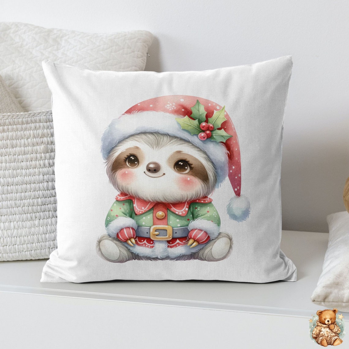 Christmas Sloth Clipart, Christmas Sloth PNG, Watercolor Sloth Clipart ...