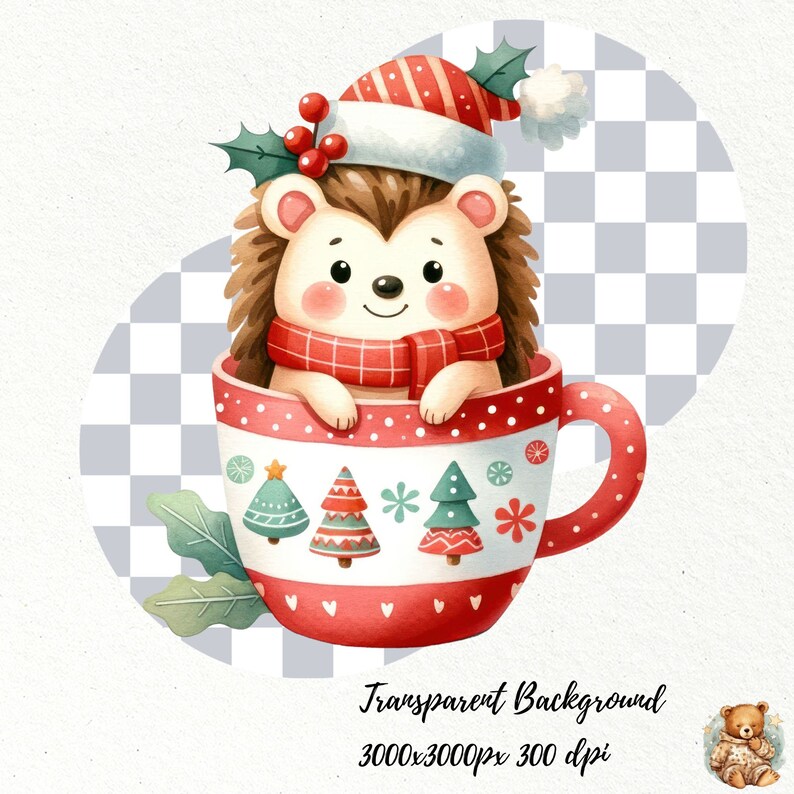Christmas Mug Clipart, Christmas Animals in Mug, Christmas Mug PNG ...