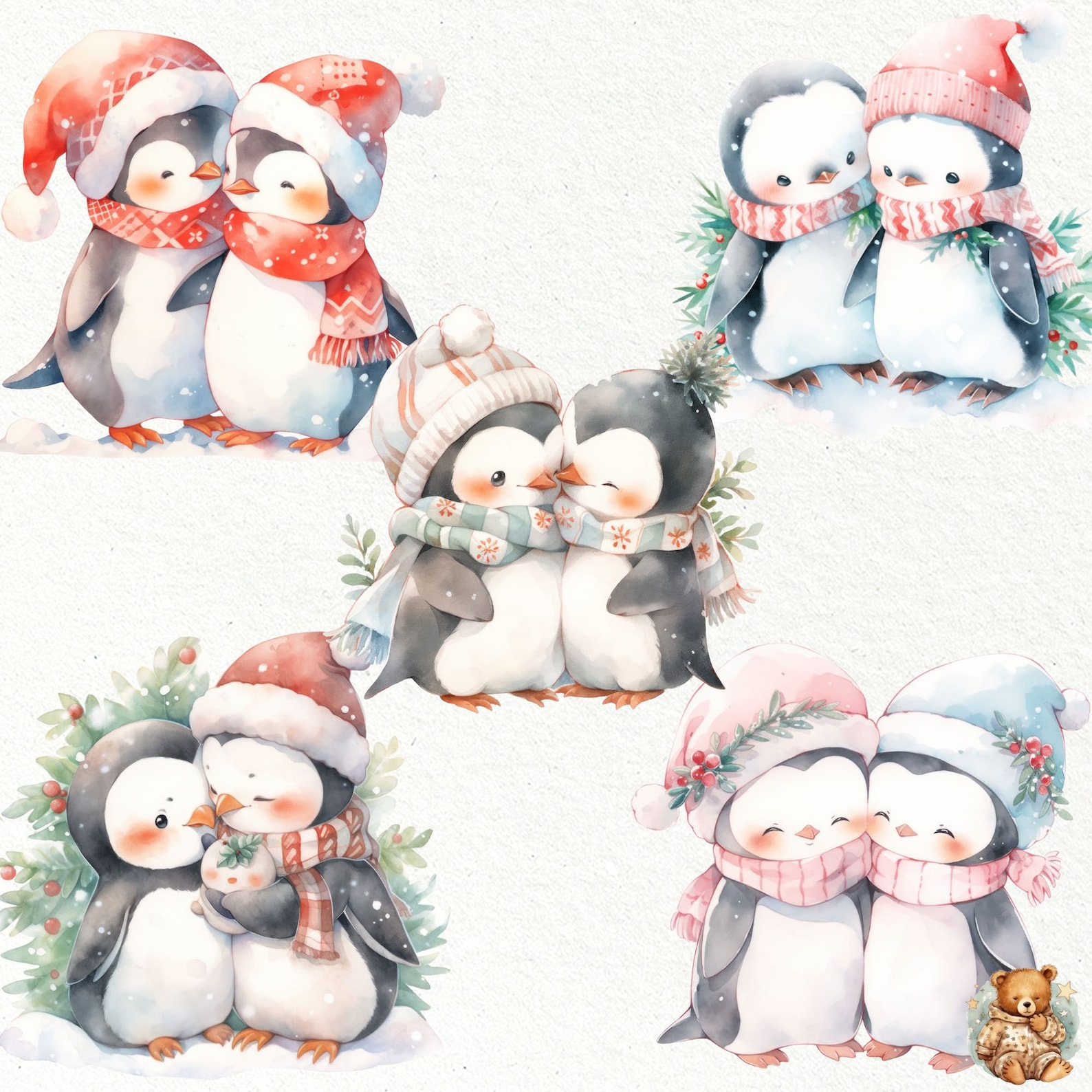 Christmas Penguin Clipart, Cute Penguin, Couple Penguin, Christmas ...
