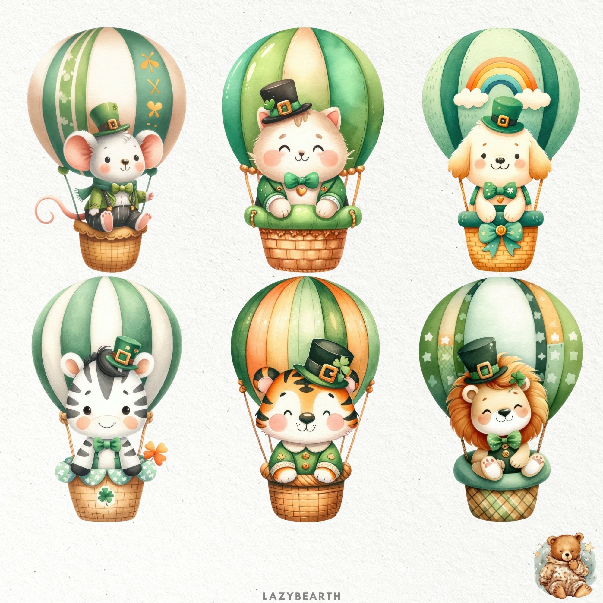 St Patrick Day PNG, 24 St Patrick Animal Hot Air Balloon PNG Clipart ...