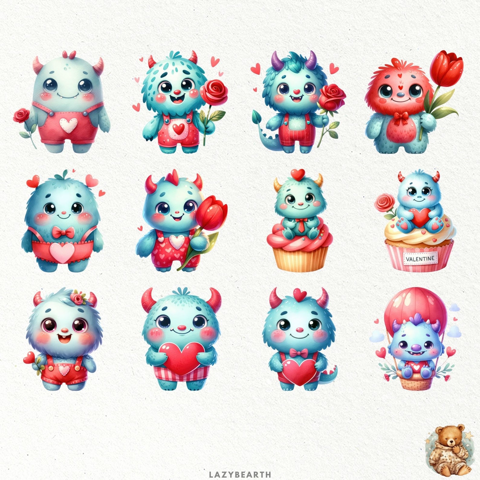 Valentine Monster, 36 Cute Valentine Monster PNG Clipart, Monster ...