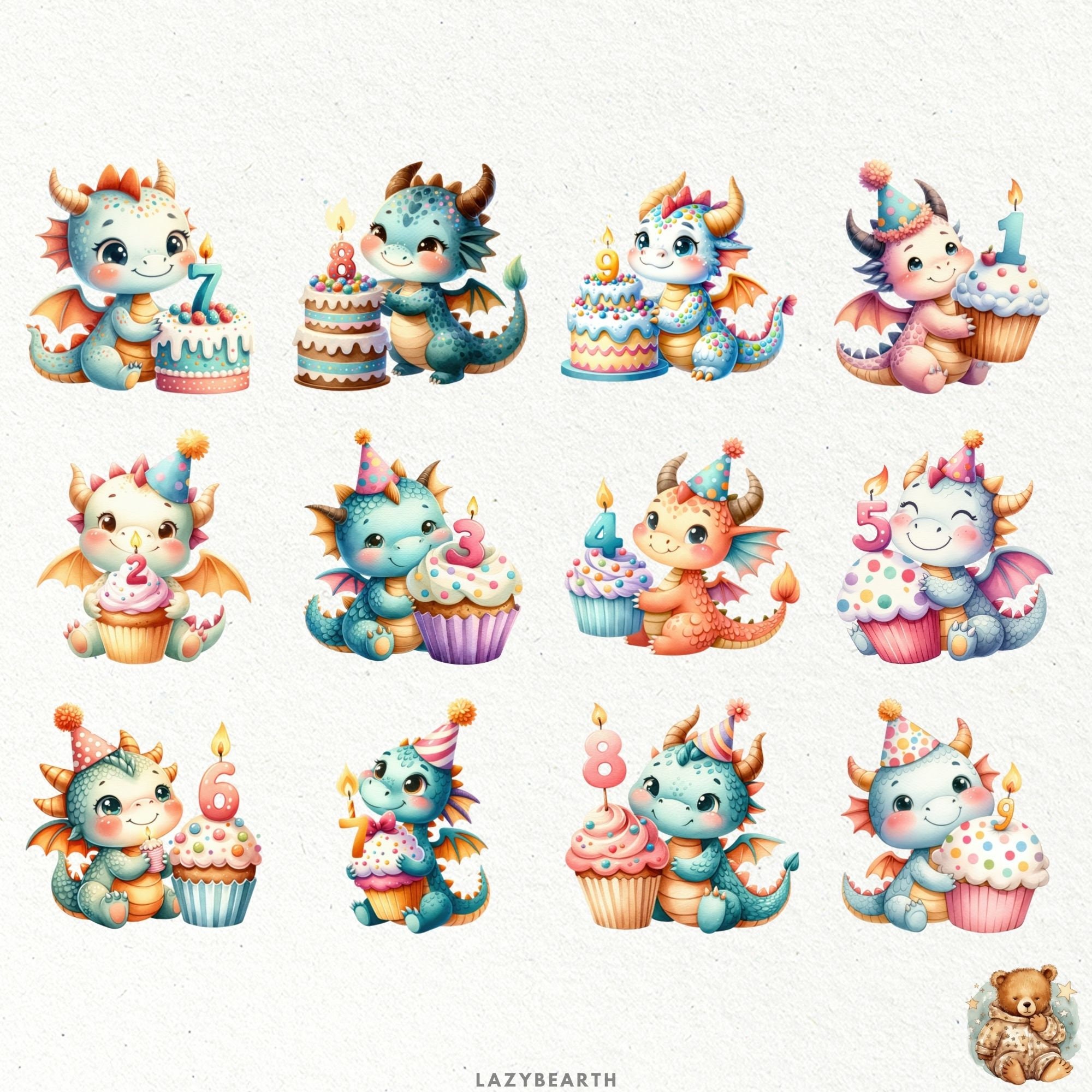 Dragon Birthday, 24 Cute Dragon Birthday PNG Clipart, Baby Dragon ...