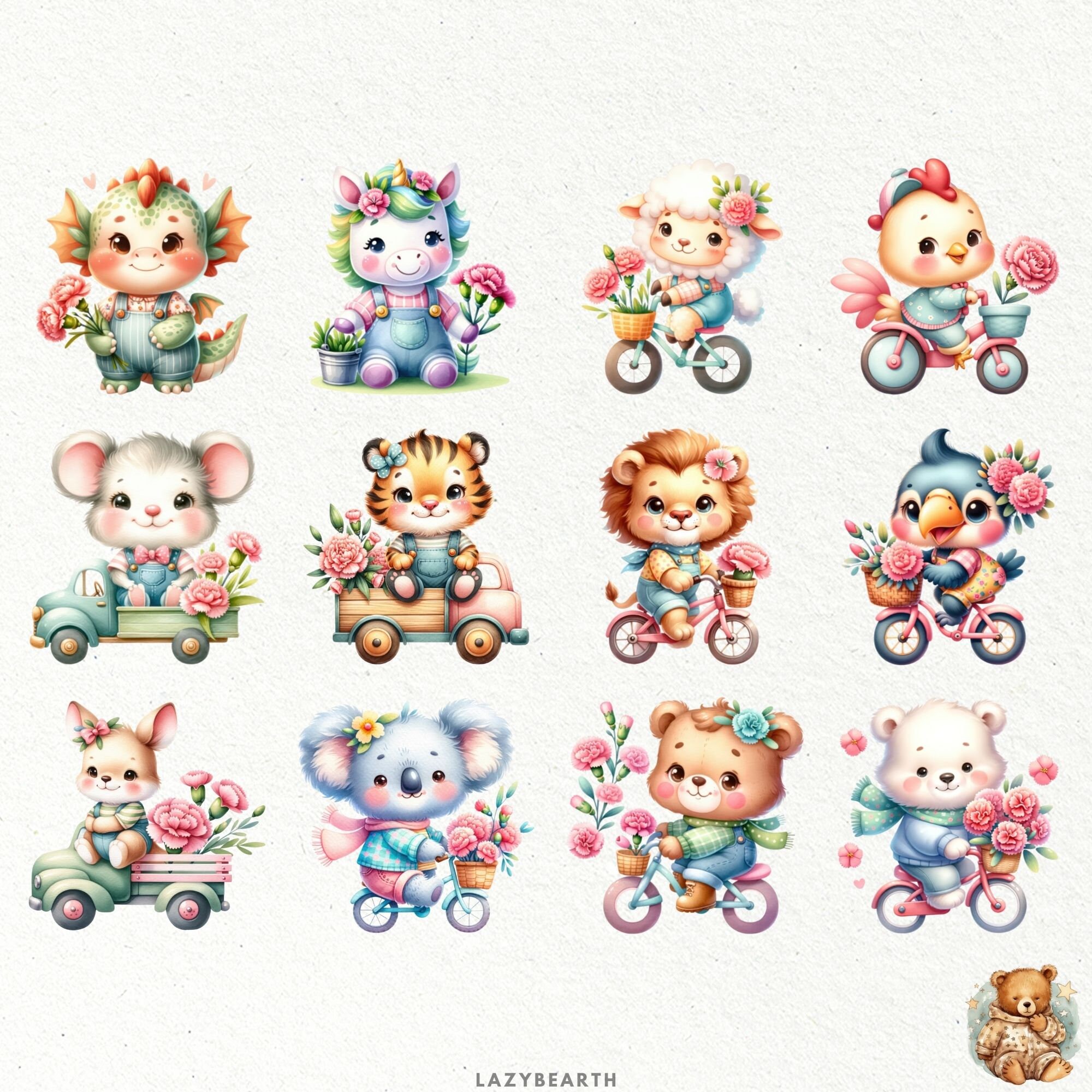 Carnation Animal, 36 Cute Carnation Animal PNG Clipart, Spring Animal ...