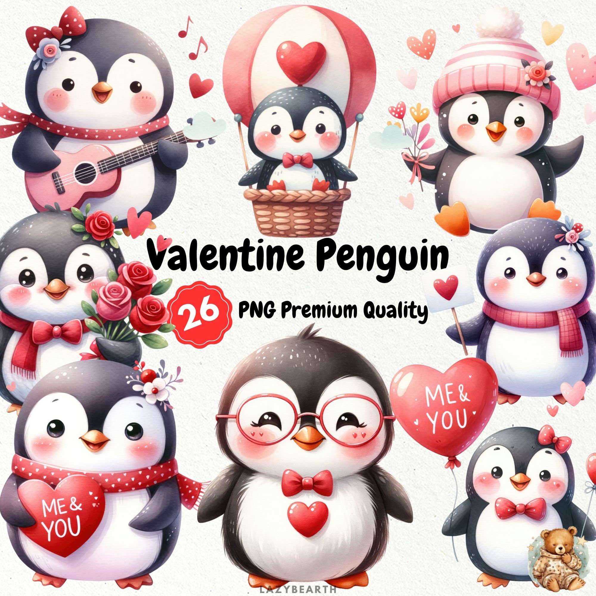 Valentine Penguin, 26 Cute Valentine Penguin PNG Clipart, Valentine ...