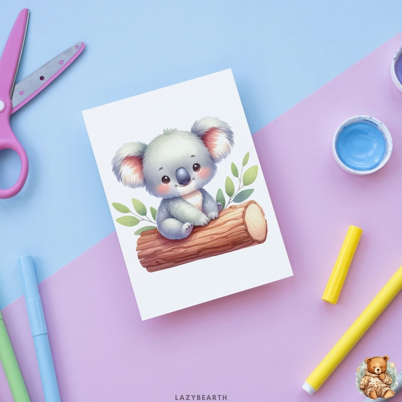 Baby Koala Clipart, 28 Cute Watercolor Baby Koala PNG Clipart ...