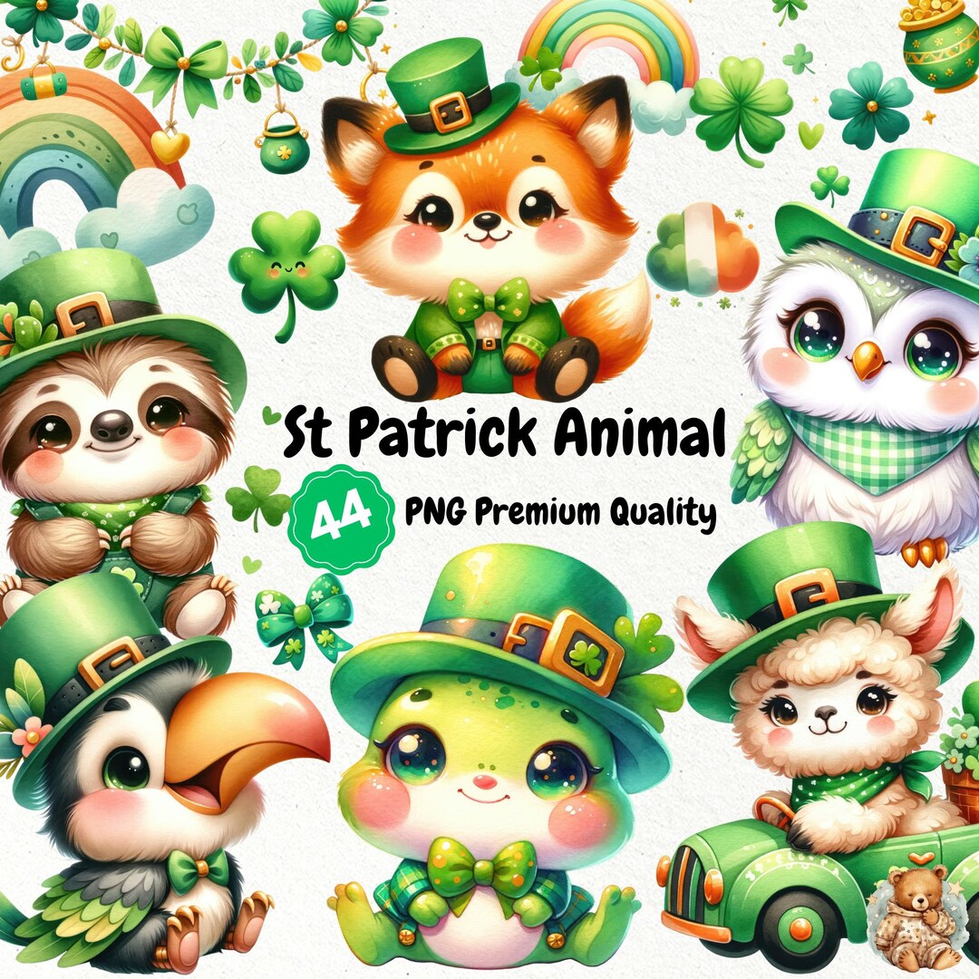 St Patrick Animal, 44 St Patrick Animal PNG, Watercolor St Patricks Day ...