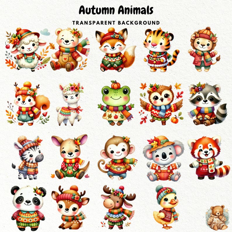 Autumn Animals Watercolor Clipart Set, Fall Forest Creatures, Woodland ...