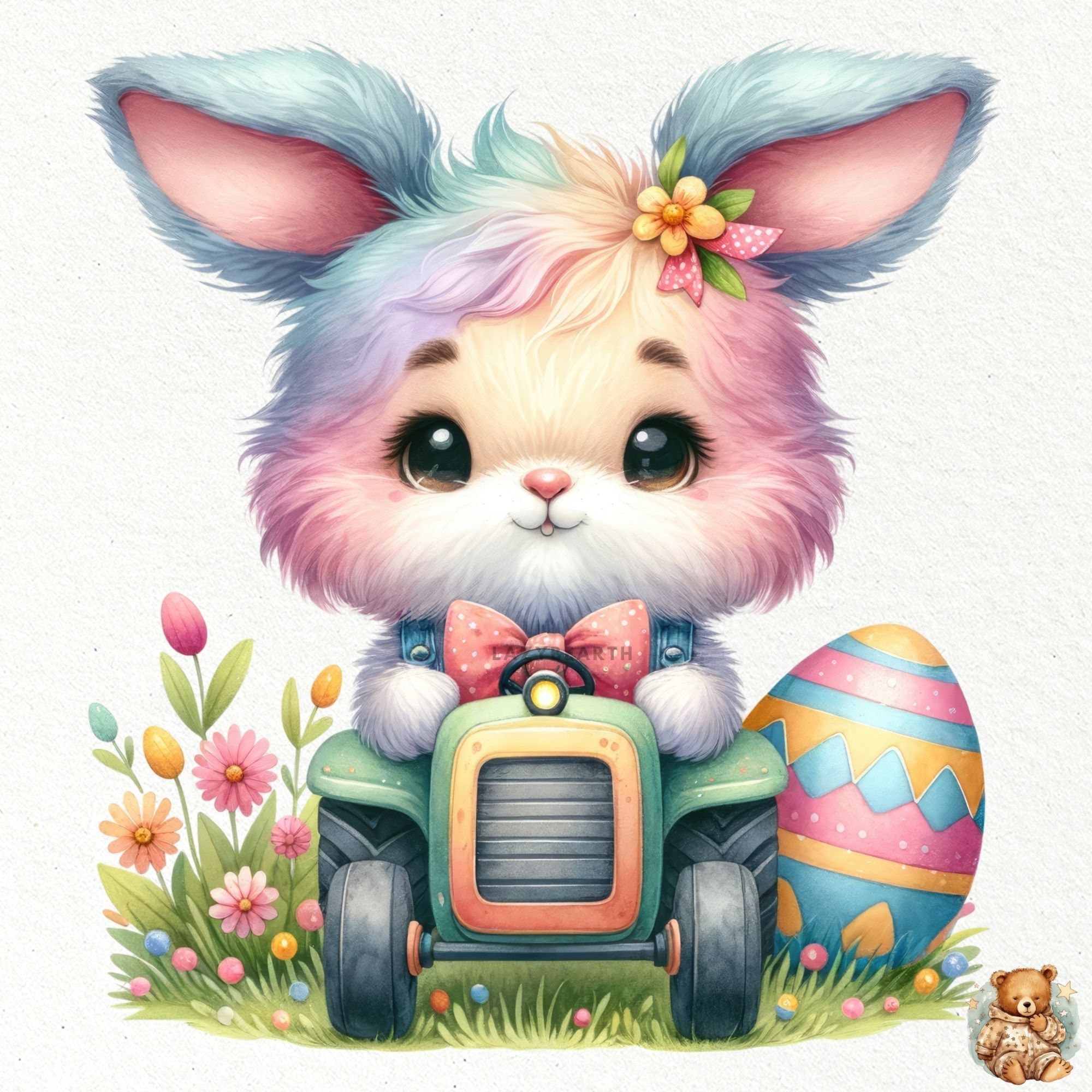 Easter Bunny Tractor, 12 Cute Easter Bunny Tractor PNG Clipart, Spring ...