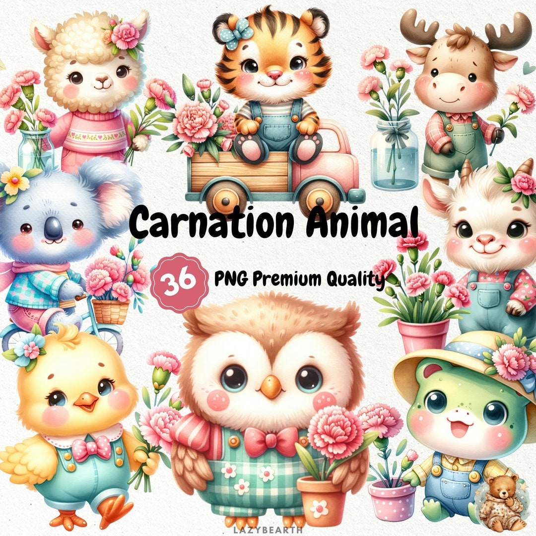 Carnation Animal, 36 Cute Carnation Animal PNG Clipart, Spring Animal ...