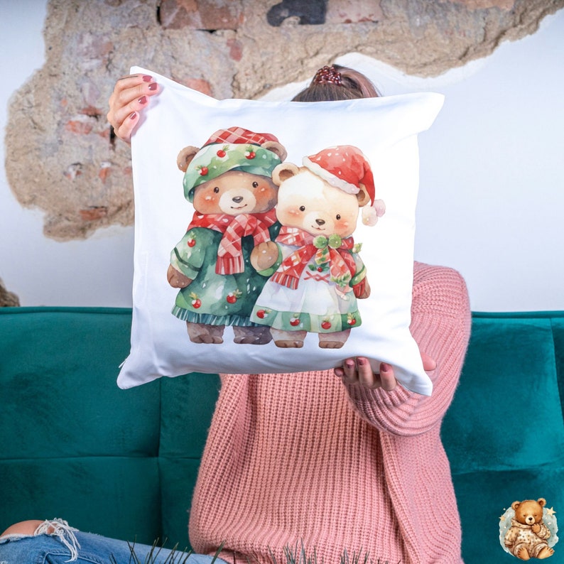 Watercolor Christmas Teddy Bear Clipart, Christmas Animals PNG ...